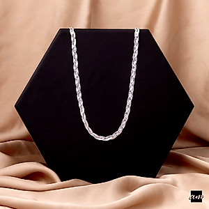 Amberta Women's 925 Sterling Silver Braided Herringbone Chain Necklace (Length 18 inch): Silver