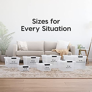 IRIS USA 72 Qt. Plastic Storage Container Bin with Secure Lid and Latching Buckles, 4 pack - Clear, Durable Stackable Nestable Organizing Tote Tub Box Sports General Organization Garage Large