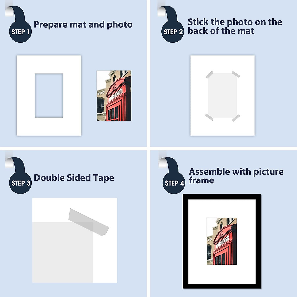 MBC Mat Board Center, Pack of 5, 8x10 for 4x6 White Photo Picture Mats - Acid Free, 4-ply Thickness, White Core - for Pictures, Photos, Framing