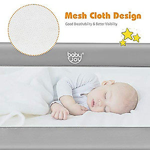 BABY JOY Bed Rails for Toddlers, Extra Long, Swing Down Safety Bed Guard for Convertible Crib, Folding Baby Bedrail for Kids Twin, Double, Full Size Queen & King Mattress (59-Inch, Gray)