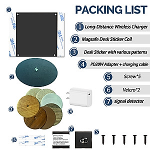 UUMAO Magnetic Invisible Wireless Charger 8-30MM, Under Desk 15W Furniture Wireless Charging Pad for Magsafe iPhone 13/12 (with PD Adapter) (8-30MM Magsafe Desk Sticker Coil Included)