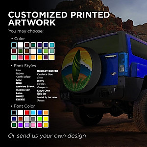 TESFANS PVC Leather Custom Spare Tire Cover - Durable Personlized Tire Cover with Your Logo Photo Design - Heavy Duty Spare Tire Covers Compatible for Jeep Wrangler Trailer SUV Bronco RV