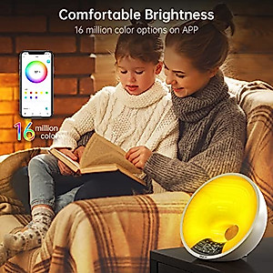 EDUP IN Sunrise Alarm Clock Wake Up Light APP/Voice Control Smart Sunlight Simulation Sleep Aid Bluetooth Speaker Snooze 4 Alarms FM Radio 7 Natural White Noise WiFi 12/24H USB Charging Port