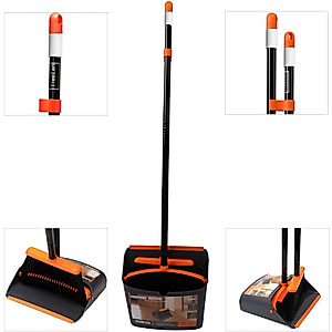 Broom and Dustpan/Dustpan with Broom Combo with 52" Long Handle for Home Kitchen Room Office Lobby Floor Use Upright Stand Up Broom and Dustpan Set for Home