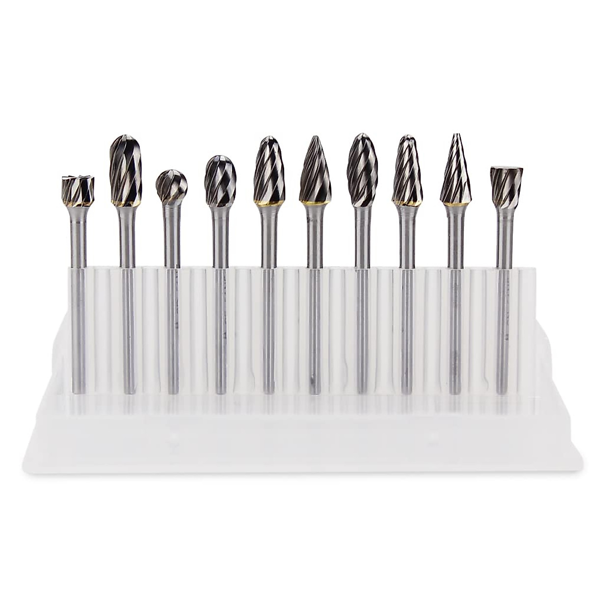 BHA Tungsten Carbide Burr Die Grinder Rotary Tool Bit Set for Aluminum and Other Non Ferrous Material Engraving and Precision Work, Aluma Cut with 1/8” Shank - 10 Pieces