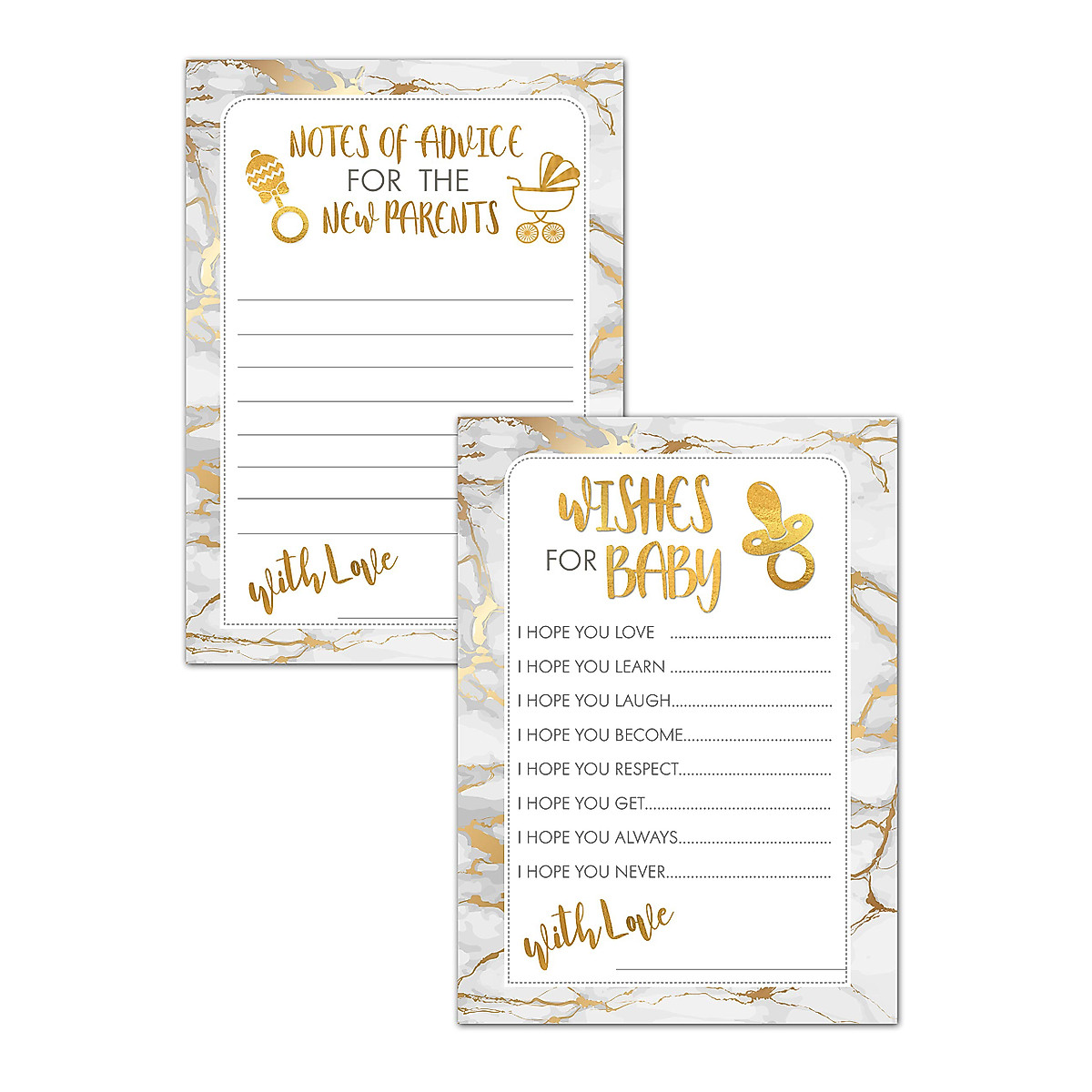 Baby Shower Notes for Mom | 20 Cards - Two Baby Shower Activities | Notes of Advice | Wishes for Baby | Baby Shower Activities | Baby Shower Games