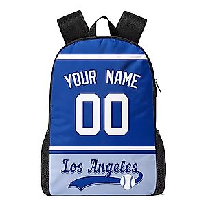 Los Angeles Custom Backpack High Capacity,Laptop Bag Travel Bag,Add Personalized Name And Number，Gifts For Baseball Fans