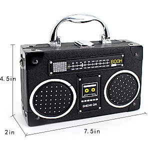 Heidi Bag Vintage Radio Clutch Handbag Leather Top Handle Crossbody Shoulder Bag