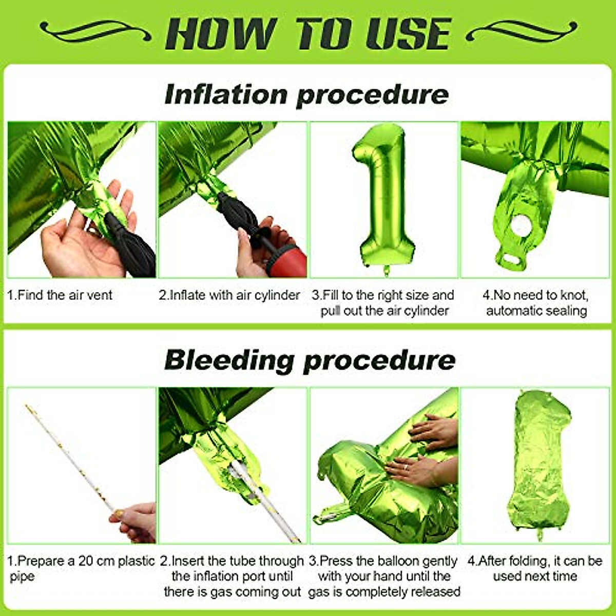 40 Inches Green Number Digital Balloons Large Aluminum Foil Numeral Balloon for Birthday Anniversary Wedding Engagement Bridal Shower Party Photo Props (Green 10)