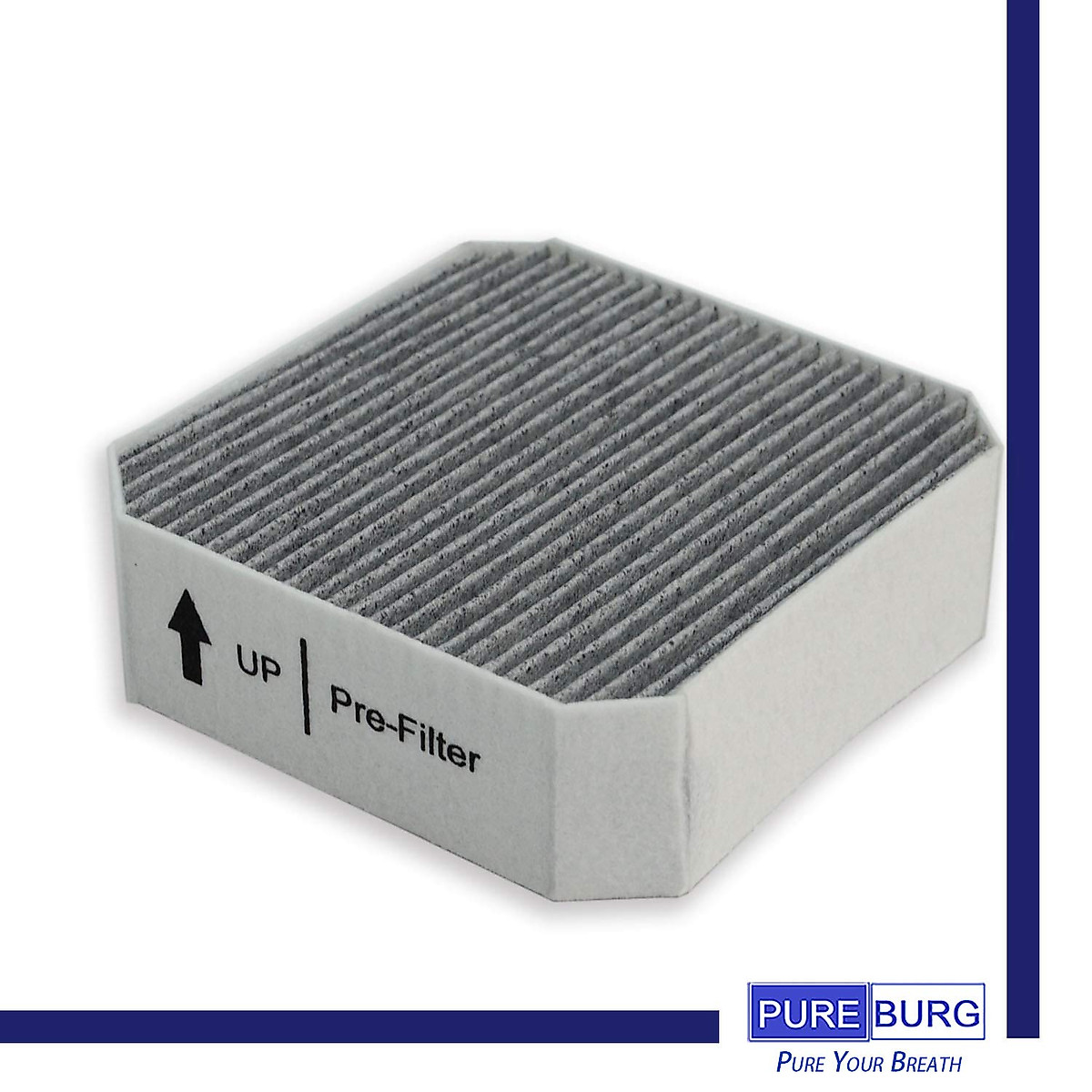 PUREBURG Replacement HEPA Pre-Filter Fits Molekule Air Purifier, High-efficiency Activated carbon 2-in-1 Air Clean Dust VOCs,2-Pack