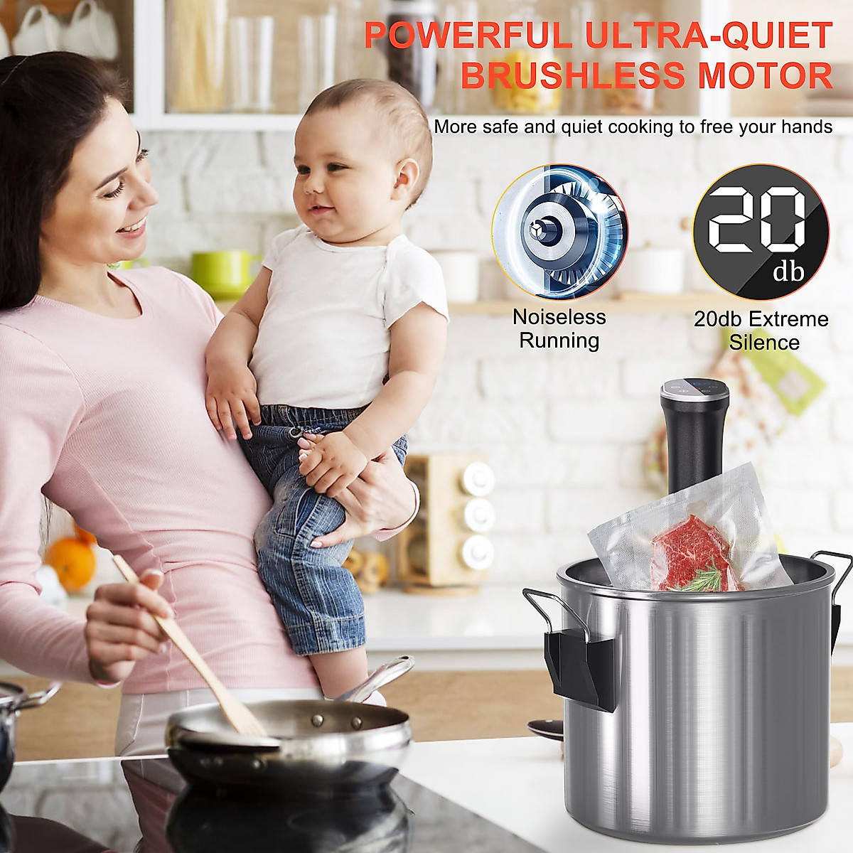 Sous Vide Machine, Sous Vide Cooker 1100W, Sous Vide Precisional Machine, Ultra-quiet Fast-Heating Immersion Circulator Cooker with Touch Control, Accurate Temperature, Time Control, IPX7 Waterproof