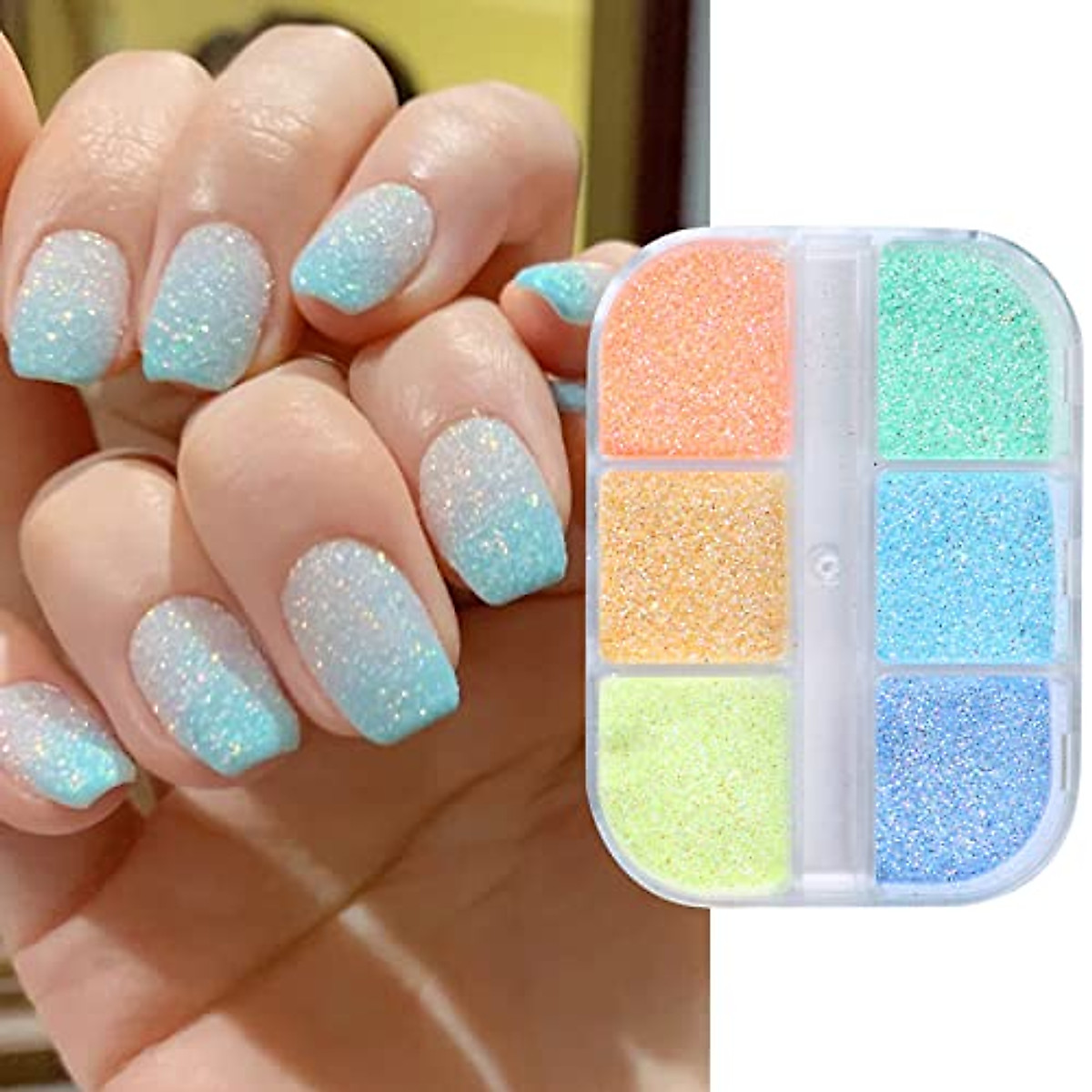Dip Nail Remover 6 Grid/Set Nail Glitter Powder Glitter Nail Glitter Sugar Powder Irregular Particle Nail Styling Powder Set Nail Decoration Nail Glitter（B-A)