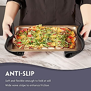 Silicone Trivets for Hot Dishes & Hot Pots and Pans -KITEXPERT Thick Hot Pads for Kitchen - Versatile Pot Holders & Heat Resistant Mats for Countertop - 2 Pack (Black)