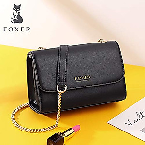 iFOXER Women Leather Crossbody Bag Small Purse Crossbody Chain Shoulder Bag (Black)