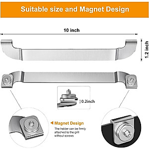 10 Inch Griddle Spatula Holder Magnetic Design, Stainless Steel Grill Barbecue Tool Rack, Griddle Accessories for Blackstone Flat Top Griddle and Other Grill Griddles (2 Pcs)