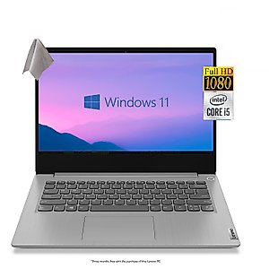 Lenovo IdeaPad Laptop, 14" FHD Display, Intel Core i5 Processor (Quad Core, up to 4.2 GHz), 12GB DDR4 RAM, 512GB PCIe SSD, Webcam, WiFi, HDMI, SD Card Reader, Windows 11 with JAWFOAL