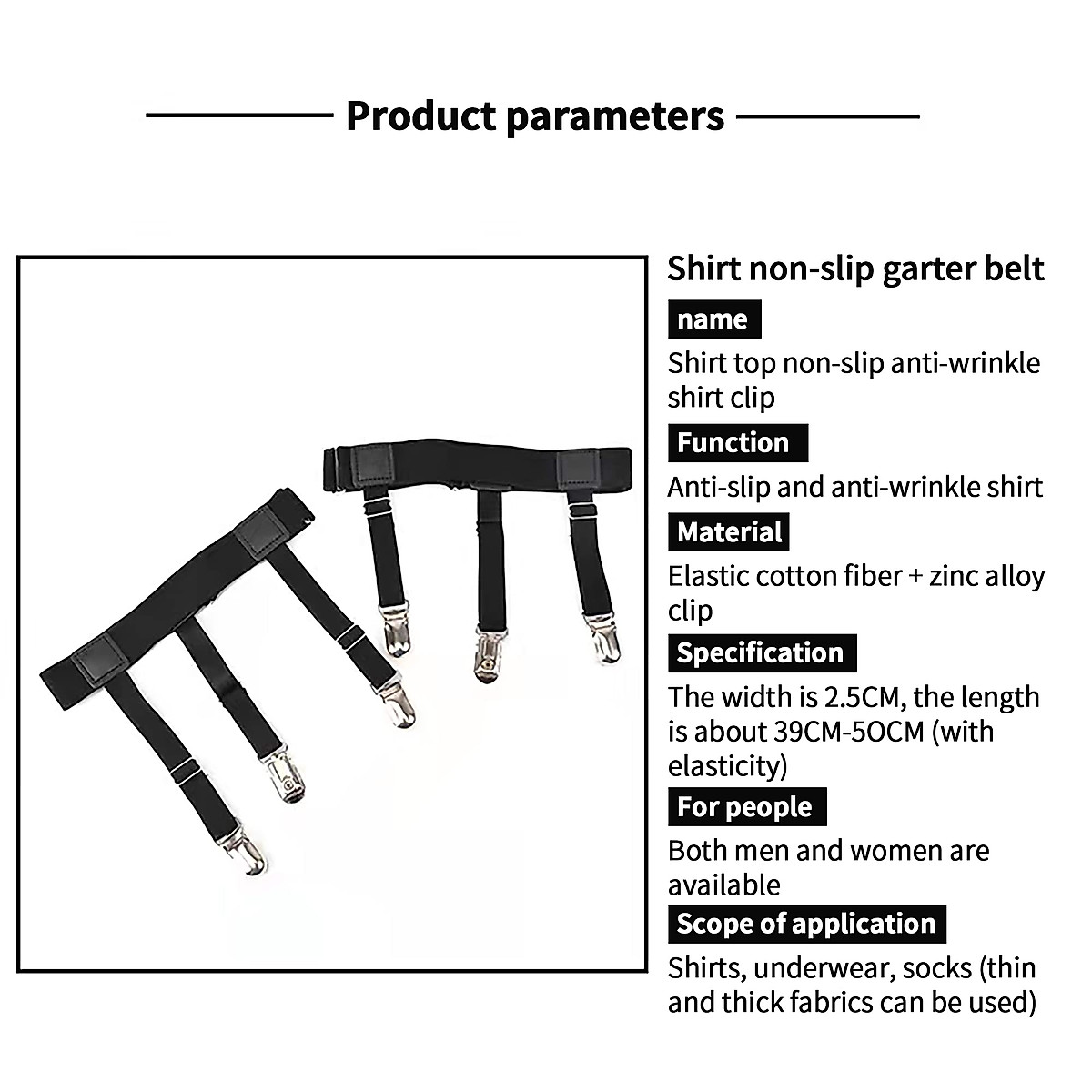 Bexicsea 2pairs Mens Shirt Stays For Shirt Tucking,Adjustable Elastic Holder Shirt Garters(2Black+2Beige) …