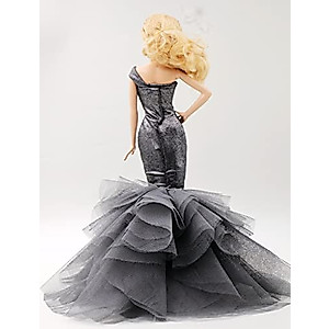 Cora Gu [Handmade Dress Fit for 12" Doll] Classic One Shoulder Silver Mermaid Dress/Wedding Gowns Fit for 12" Fashion Doll [Doll's not Included]