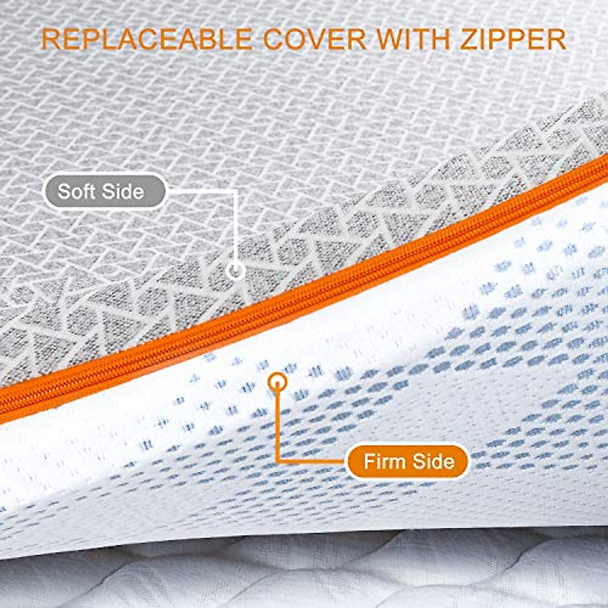 Maxzzz Mattress Topper Queen, 3 Inch Bamboo Charcoal Memory Foam Mattress Topper & Copper Foam Bed Topper Dual Side Use, Removable Soft Cover with Ventilated Design CertiPUR-US Certified(60x80Inch)