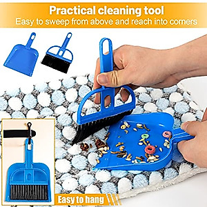 MEWTOGO 5 PCS Rabbit Guinea Pig Hamster Bed Mat - Small Animal Winter Sleep Bedding Fleece Mats with Cleaning Dustpan Brush, Thickened Plush Soft Warm for Chinchilla Squirrel Hedgehog