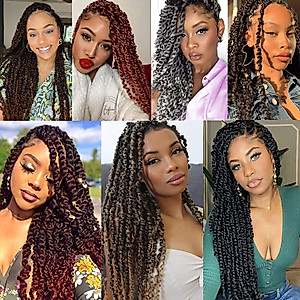 Ubeleco Passion Twist Hair 18 Inch 132 Strands Water Wave Crochet Hair Long Curly Braiding Hair Spring Twist Crochet Braids Hair Extensions for Black Women(18inch,1B)