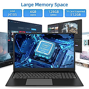 SGIN 17 Inch Laptop, Windows 11 Laptops with IPS Display, 4GB RAM 128GB SSD Computer, Intel Celeron Quad Core J4105(Up to 2.5 GHz), Mini HDMI, Webcam, Dual Wi-Fi, 512GB Expansion