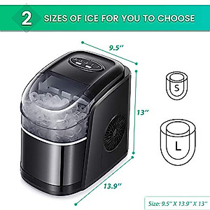 Kismile Countertop Ice Maker Machine,26Lbs/24H Compact Automatic Ice Makers,9 Cubes Ready in 6-8 Minutes,Portable Ice Cube Maker with Self-Cleaning Program