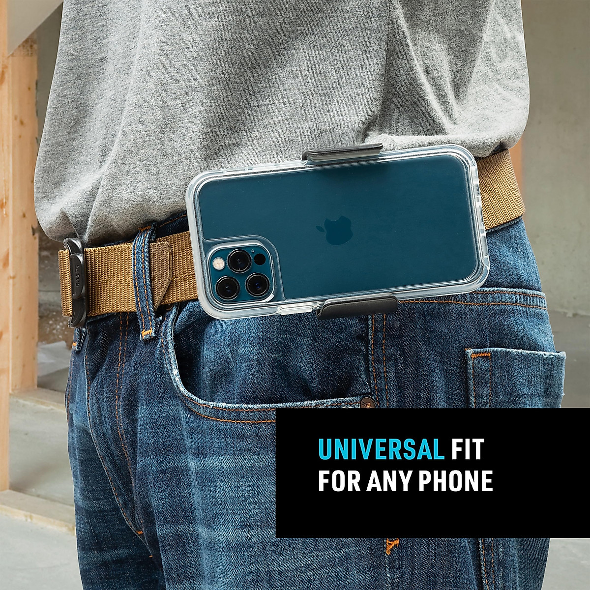 Nite Ize Squeeze Clippable Phone Holder - Cell Phone Accessories with Universal Design - Compatible with iPhones & Samsung Phones - Easy-to-Squeeze Clippable Phone Holder with 360 Rotating Clip