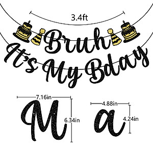 Bruh It's My Bday Banner, Funny Birthday Banner, Teen Boy Birthday Decorations, Bruh Birthday Decorations, Gold and Black Birthday Party Decor