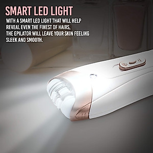Brookstone Holiday Epilator for Women | Cordless Epilator for Face, Bikini and Legs | Battery Operated with LED Light
