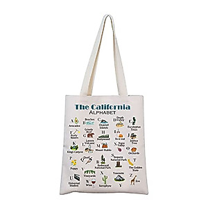 MNIGIU California Canvas Tote Bag California State Gift California Eco Tote Bag Reusable Bag Welcome Bag (Shopping Bag)