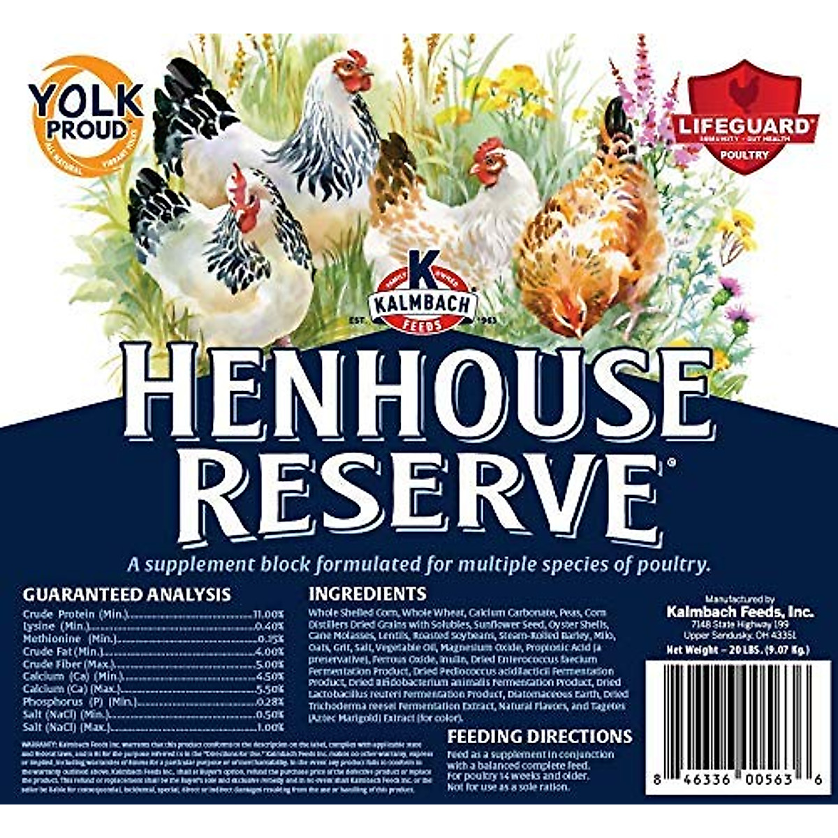 Kalmbach Feeds Henhouse Reserve Supplement Treat Block for Chickens, 20 lb