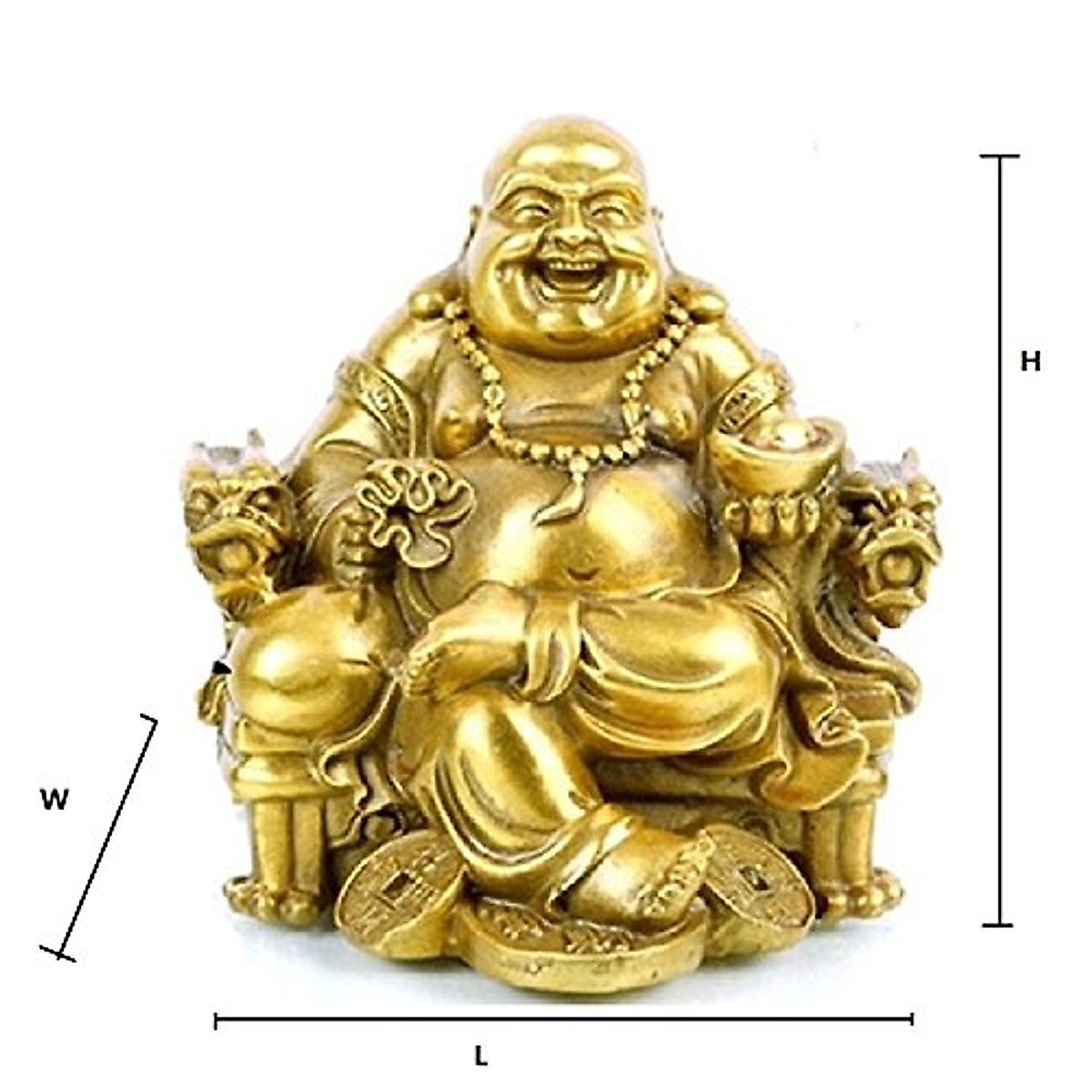 WEALTHCOMING Fengshui Decor Laughing Buddha Statue for Lucky & Happiness, God of Wealth Statue,Brass Buddhist Statues and Sculptures Home Decor Congratulatory Gifts (X-Large)