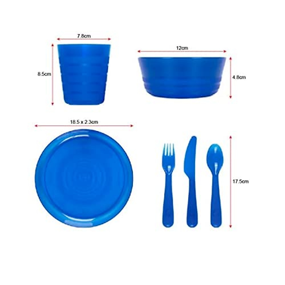 Dinnerware set for 4 | Kids dishes set include plastic cups, plates, bowls, Flatware set | Rainbow colours for kids party indoor and camping | Reusable and Microwave safe