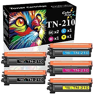 ColorPrint Compatible Toner Cartridge Replacement for Brother TN210 TN-210 TN210BK Work with DCP-9010CN HL-3070CW 3075CW 3040CN 3045CN MFC-9010CN 9125CN 9325CW Printer (2BK, 1C, 1M, 1Y, 5-Pack)
