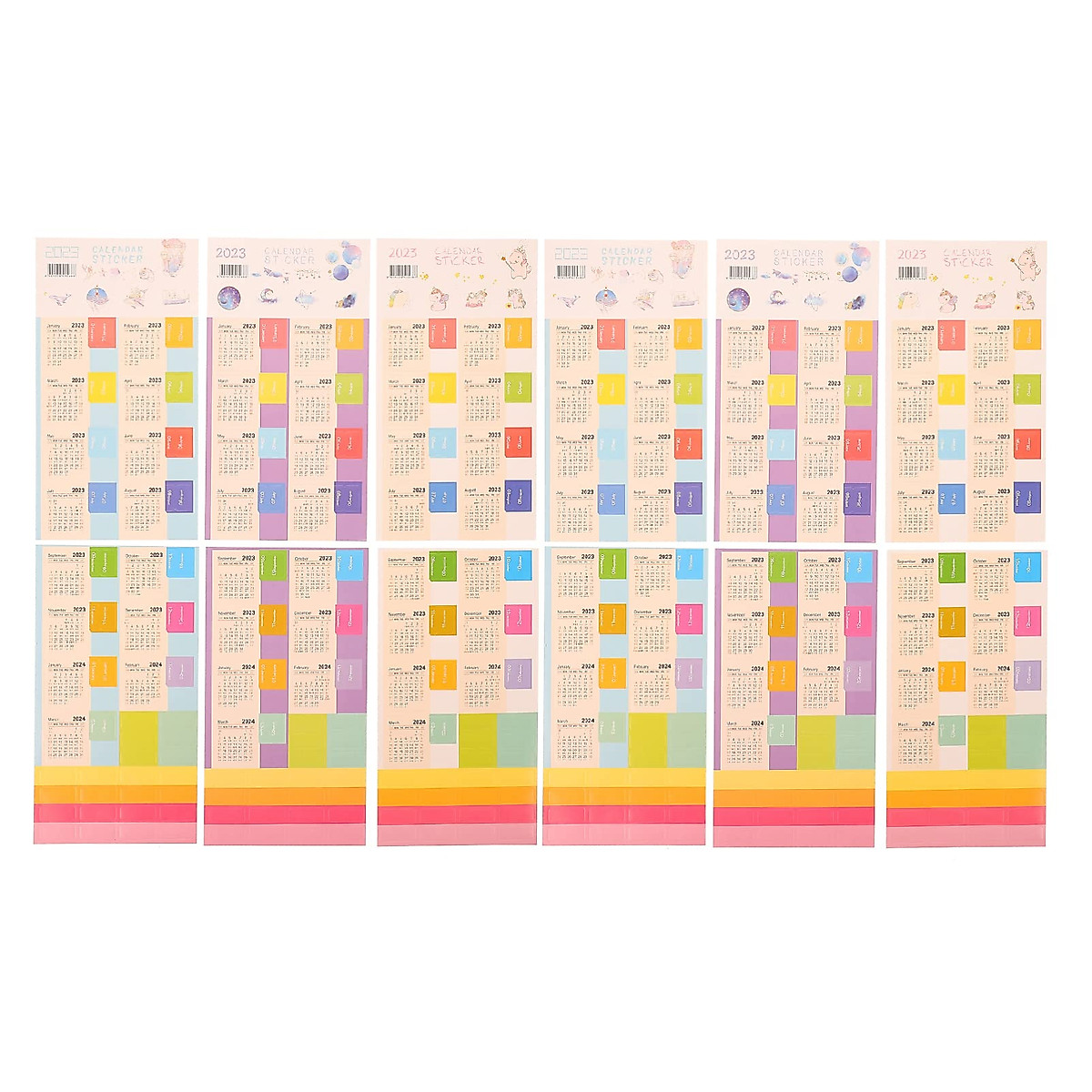 NUOBESTY 2023 Calendar Stickers Monthly Calendar Sticker Adhesive Tabs for Planners Journal Notebook, 12 Sets