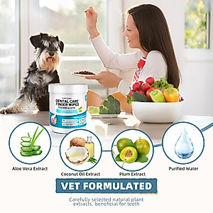 Hyefiomo Dog & Cat Teeth Cleaning Finger Wipes - Non-Slip Design Dental Care Wipes - Reduce Plaque & Tartar and Freshen Breath - Double-Sided Durable Material (50 Pcs)