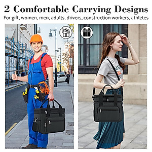 Coobiiya Large Cooler Lunch Box for Men, 23L Expandable Insulated Lunch Bag for Work/Adult with 4 Ice Packs&2 Snack Bags,Double Deck Leakproof Heavy Duty Cooler bags for Women/Travel/Picnic - Black