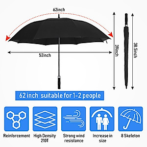 Jexine 20 Pieces Golf Umbrella Bulk 62 Inch Automatic Open Golf Umbrella Extra Large Oversize Double Canopy Vented Windproof Waterproof Stick Umbrellas UV Protection Umbrellas for Men and Women