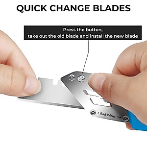 Jetmore Box Cutter Utility Knife, Pink Folding Utility Knife box cutters, Sharp Razor Knife Box Cutter Knife with 5 SK5 Blades, Portable Box Knife Box Opener for Box, Carton, Cardboard