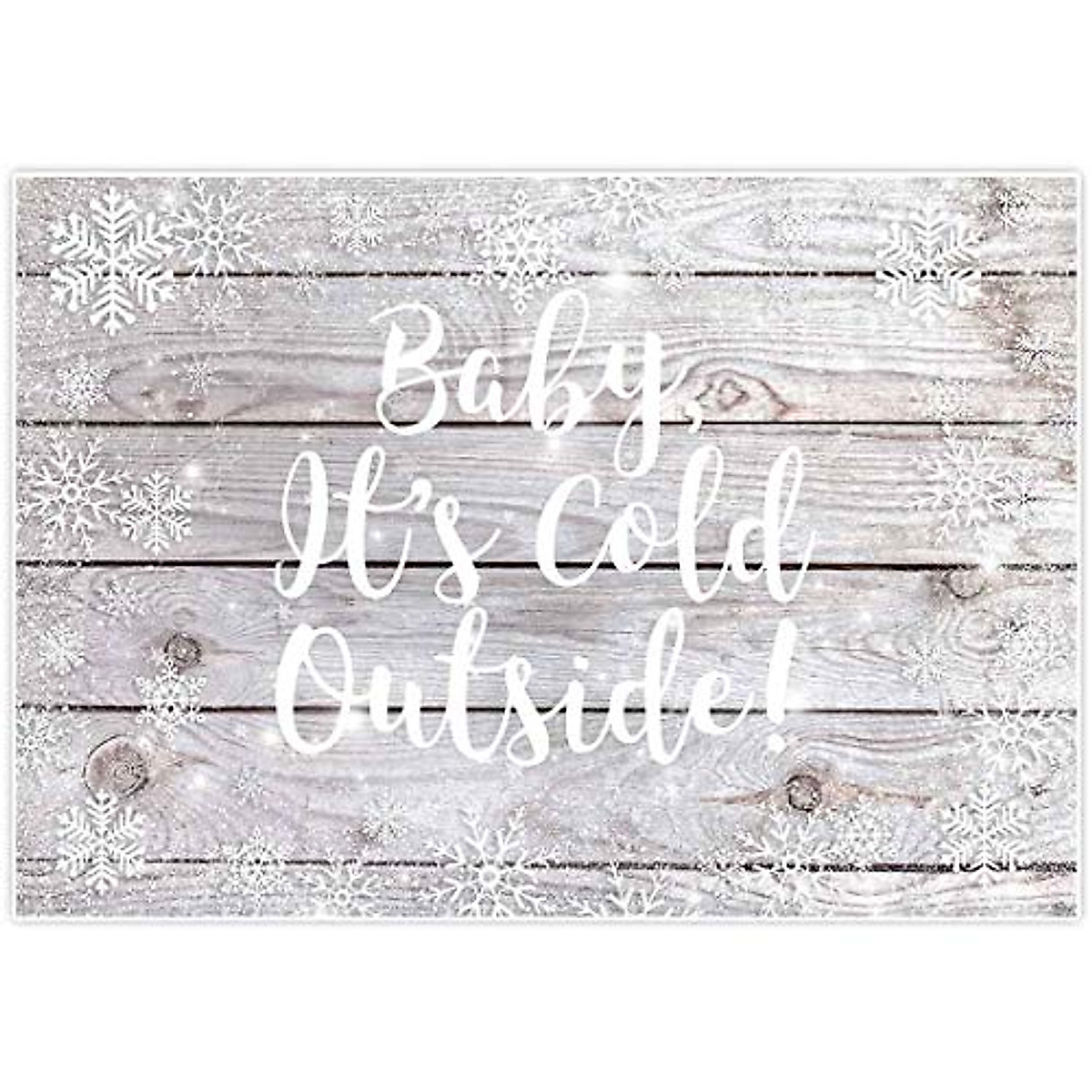 Allenjoy 7x5ft Baby It's Cold Outside Winter Wonderland Theme Backdrop for Kids Birthday Party Banner Festival Rustic Wood Wooden White Snowfall Background Christmas Xmas Baby Shower Home Decor