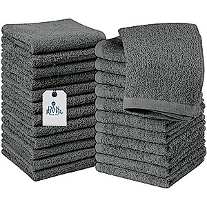 DAN RIVER 100% Cotton Washcloths 24 Pack Premium Quality Face and Body Cloth, Quick Dry and Highly Absorbent Essential Towels for Bathroom, Hand, Kitchen and Cleaning | 12x12 in | 400 GSM (Gray)