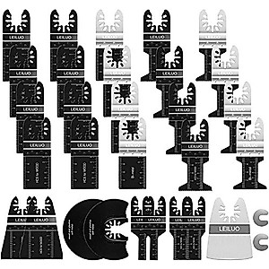 31Pcs Multitool Blades LEILUO Wood Metal Drywall Oscillating Tool Saw Blades Universal Quick Release Multitool Accessories Kit Packed by Storage Bag for Dewalt Milwaukee Makita and More