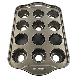 DEVILMAYCARE Removable Bottom Round Mini Muffin Pans 12 Holes Non-stick Cake Mold for Cake Chocolate Egg tart ＆ Others Bake Food