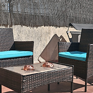 3 Pcs Outdoor Cushion Covers Patio Cushion Replacement Covers 2 Covers 18 x 18 x 2 and 1 Cover 42 x 18 x 3 for Patio Furniture Outdoor Washable Water Resistant for Couch Garden Sofa (Teal Blue)