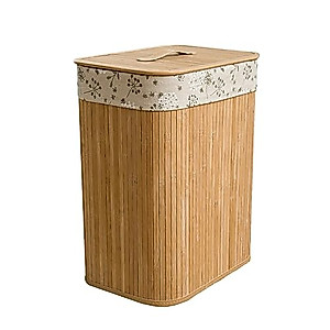 DOITOOL Clothes Basket Bamboo Practical Clothes Basket Creative Bamboo Basket Cover Clothes Basket Folding Clothes Basket