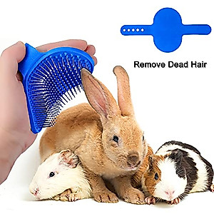 4 Pieces Bunny Grooming Kit with Rabbit Grooming Brush Pet Hair Remover Pet Nail Clipper Pet Comb Shampoo Bath Brush with Adjustable Ring Handle for Rabbit Hamster Bunny()