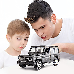 BDTCTK Compatible for 1:32 G65 Model Pull Back Car with Sound and Light for Kids Boy Girl, Metal Body, Door Opened, Black