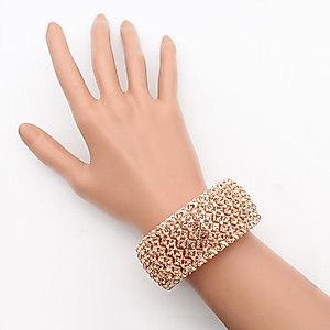 Lavencious Tennis Rhinestone 7" Stretch Bridal Bracelets Evening Party Jewelry For Women (Peach)