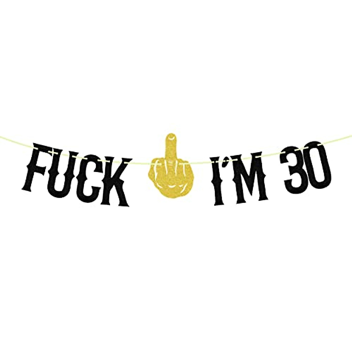 I’m 30 Years Old Banner, 30th Birthday Bunting Party Decor, Cheers to 30 Years ,Funny Thirty Years Old Birthday Party Decorations Black and Gold